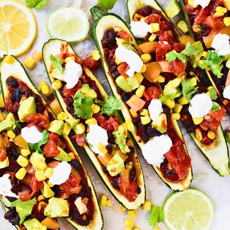 Vegan Stuffed Zucchini Boats - The Conscious Plant Kitchen