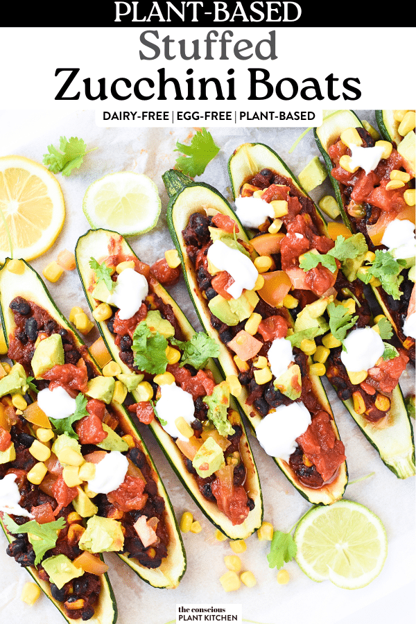 Vegan Stuffed Zucchini Boats - The Conscious Plant Kitchen
