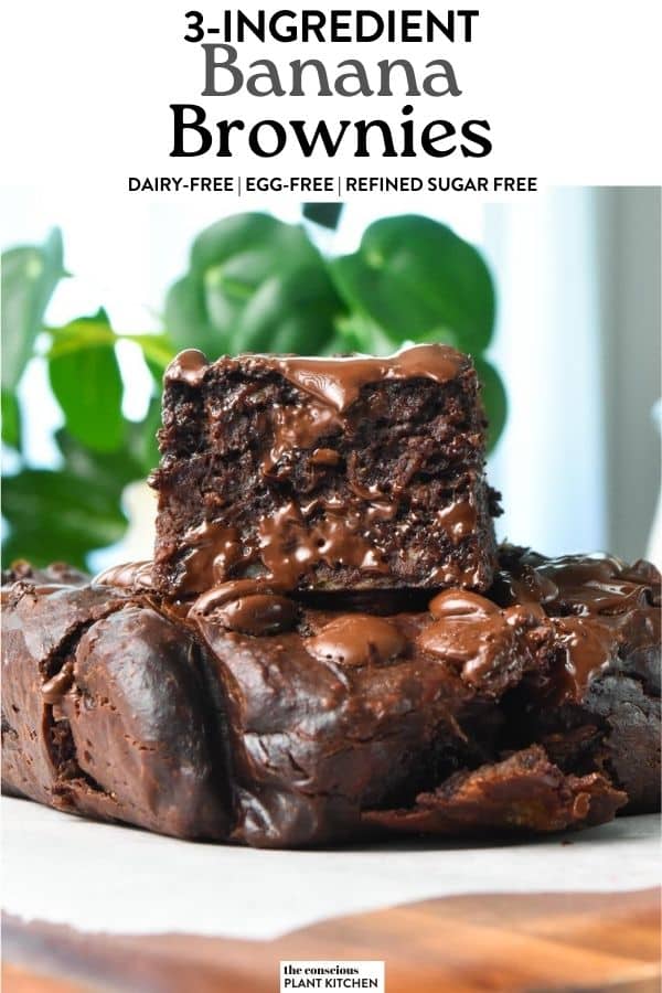 Healthy Banana Brownies (3 Ingredients, Flourless) - The Conscious ...