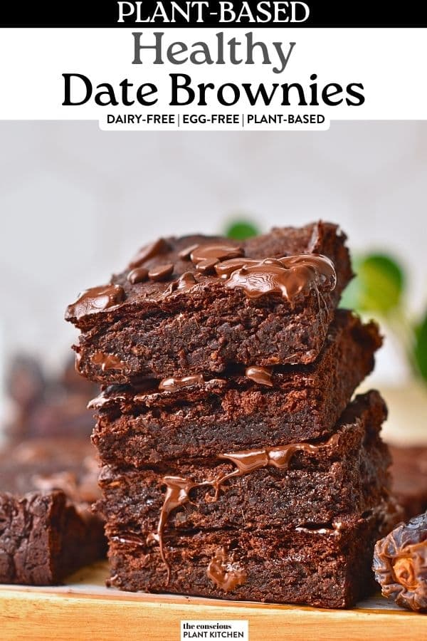 Date Brownies (No Added Sugar, No Gluten) - The Conscious Plant Kitchen